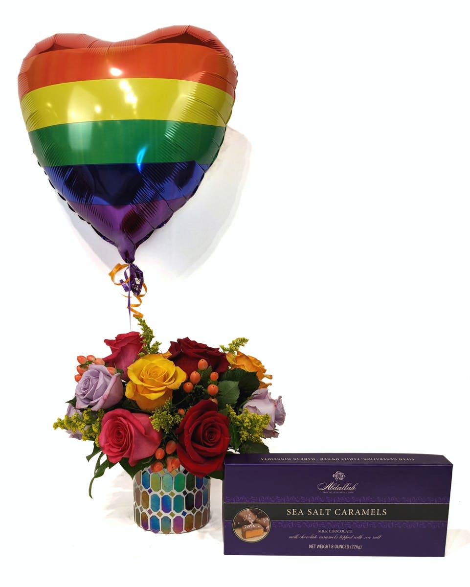 Kaleidoscope - Rainbow Vase with Colorful Roses